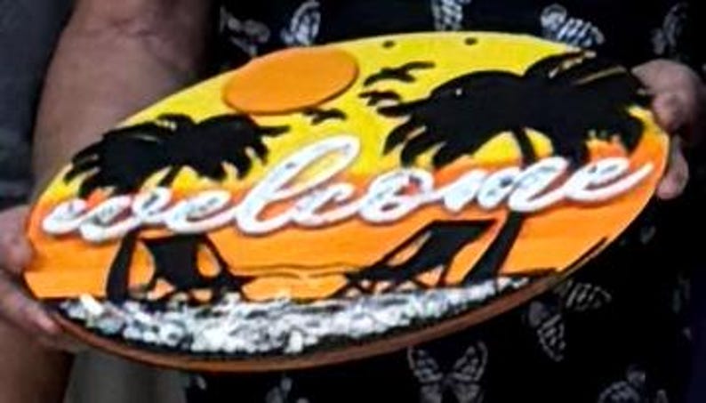 Summer Door Hanger DIY Door Sign - Beach Sunset Unfinished Wood Sign ...