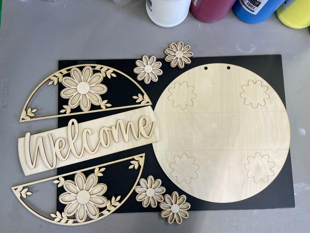 Spring Door Hanger DIY Floral Door Sign - Unfinished Wood Sign for ...