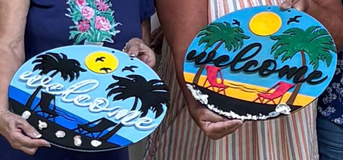 Summer Door Hanger DIY Door Sign - Beach Sunset Unfinished Wood Sign ...