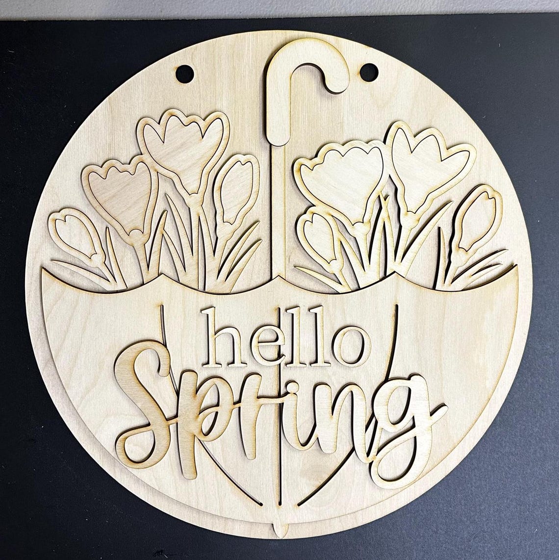 Hello Spring Door Hanger DIY Door Sign Hello Spring Umbrella Unfinished ...