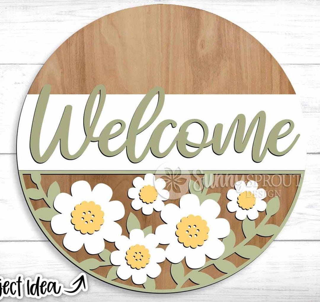 Spring Door Hanger DIY Floral Door Sign - Unfinished Wood Sign for ...