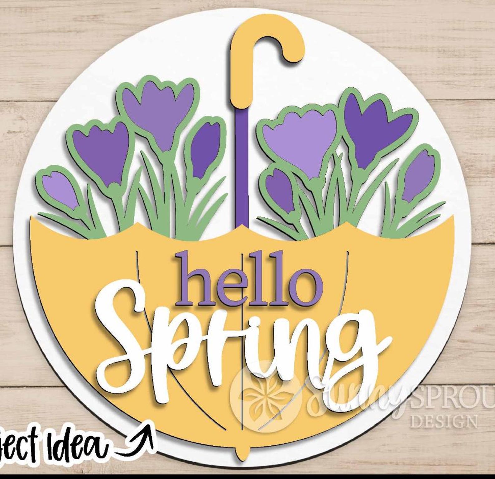 Hello Spring Door Hanger DIY Door Sign Hello Spring Umbrella Unfinished ...