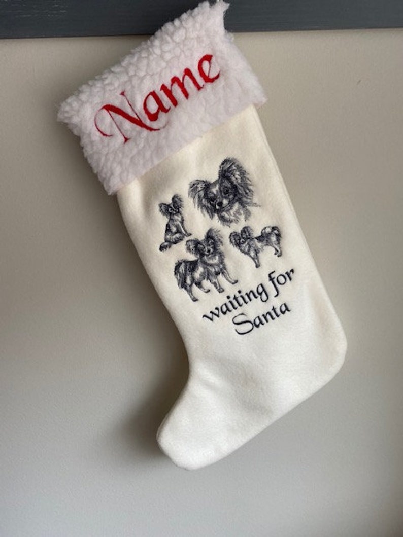 Papillon Dog Sketch Stocking - Personalized - Etsy