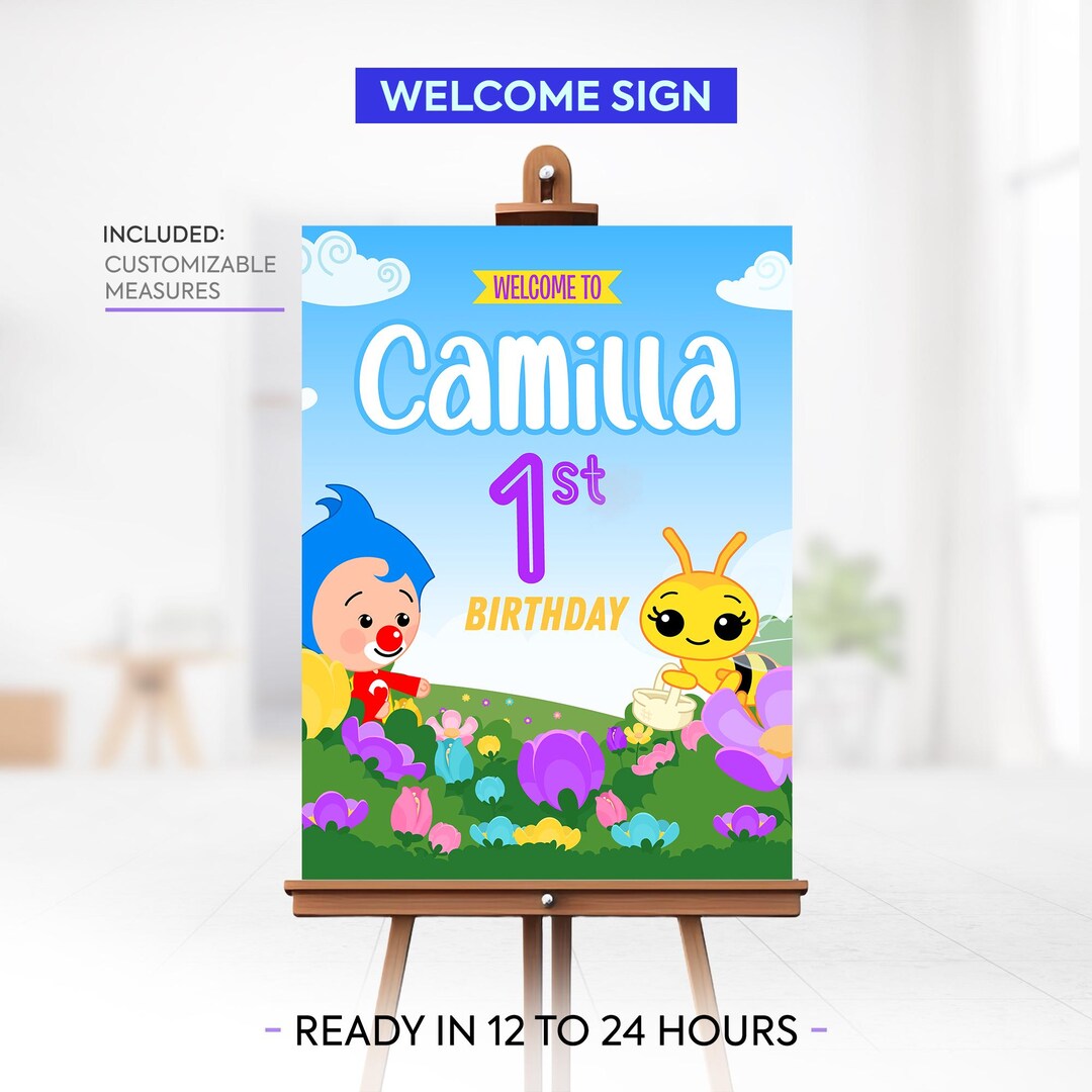 Little Bee Plim Plim Birthday Welcome Sign, Little Bee Birthday, Little ...