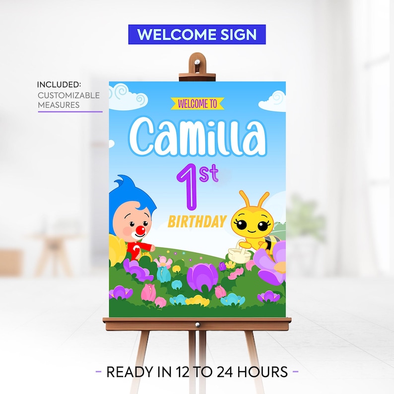 Little bee plim plim birthday welcome sign, little bee birthday, little ...