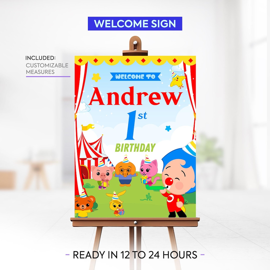 Plim Plim Birthday Welcome Sign, Plim Plim Birthday, Plim Plim Birthday ...