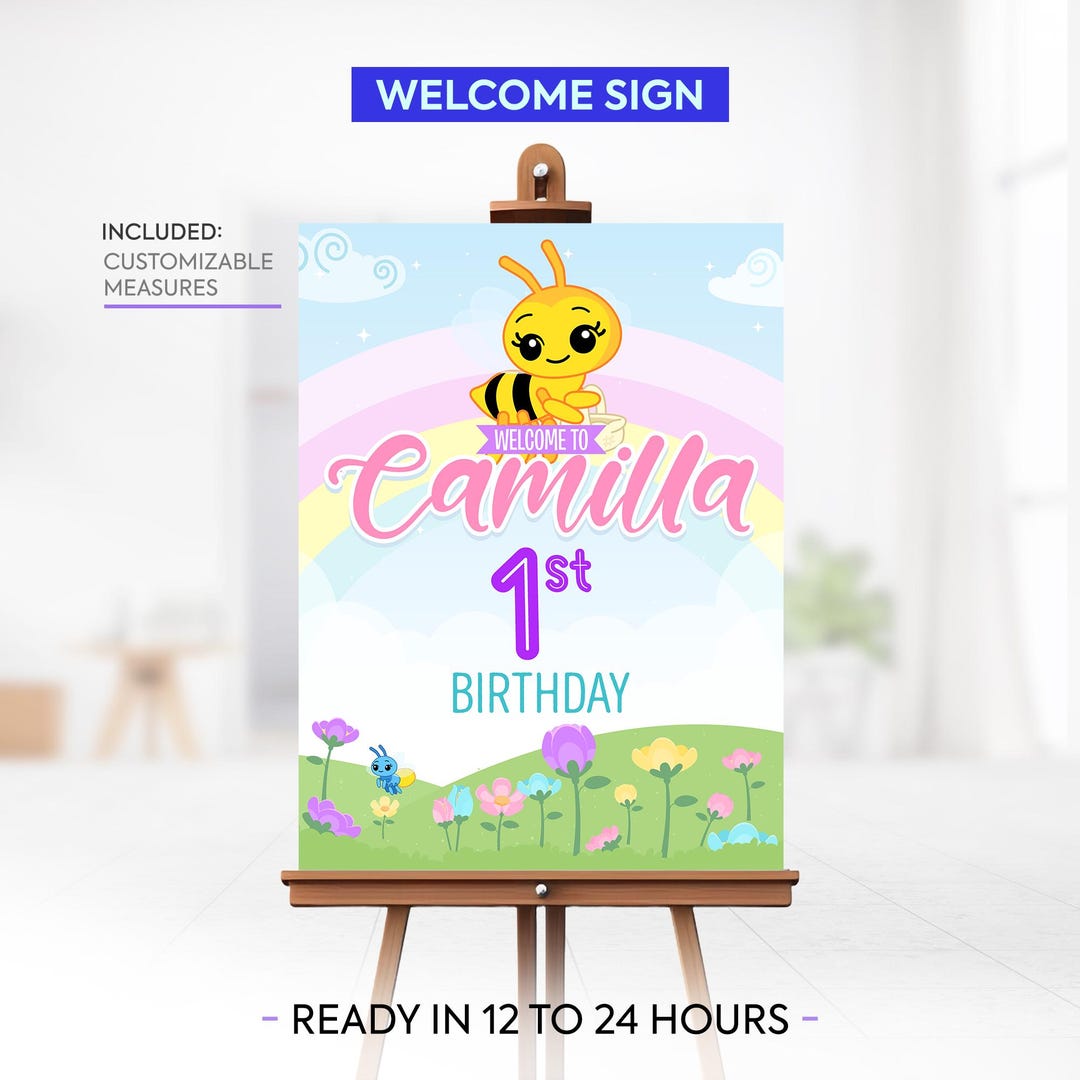 Little Bee Plim Plim Birthday Welcome Sign, Little Bee Birthday, Little ...