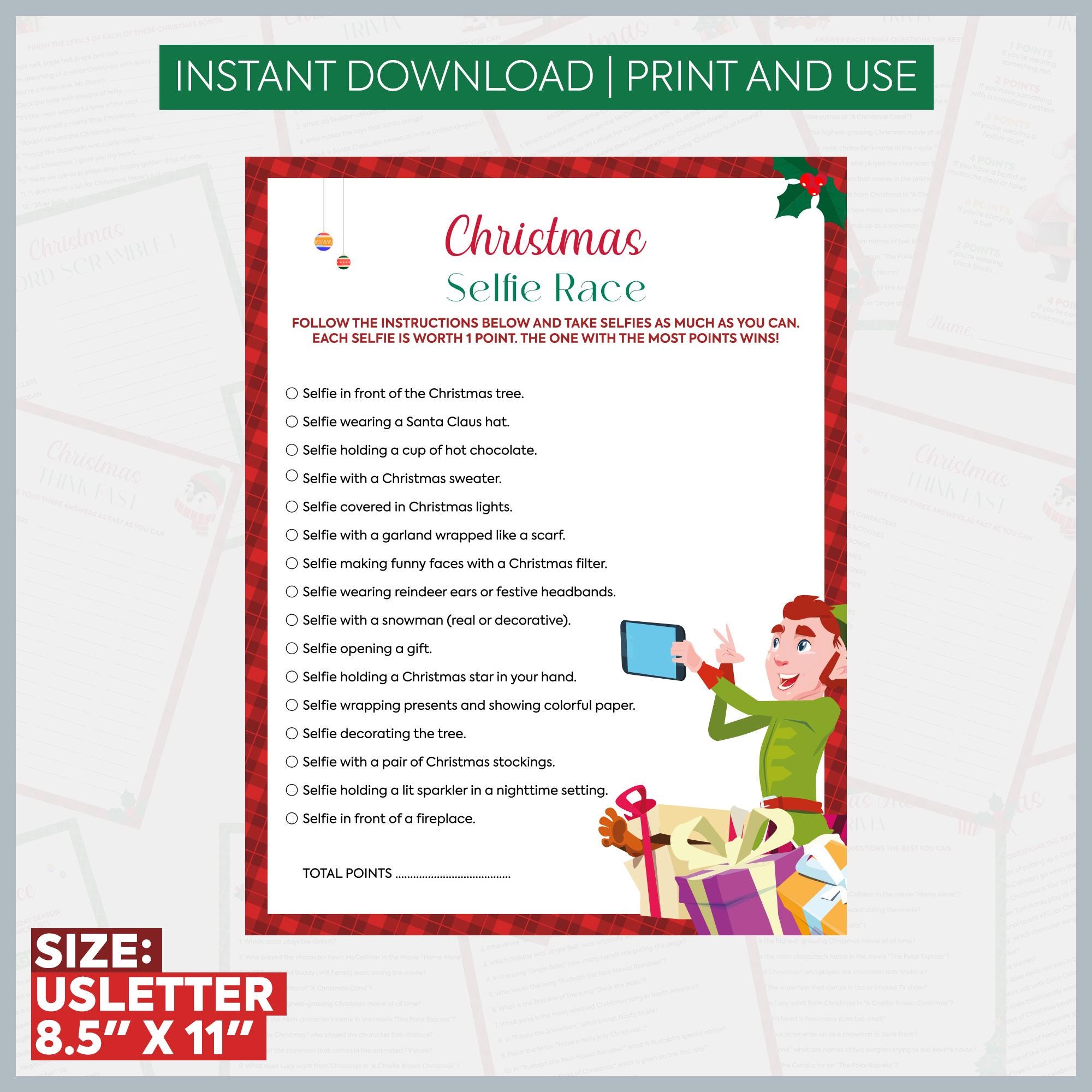 Christmas Word Search, Party Game Activities for Adults and Kids ...