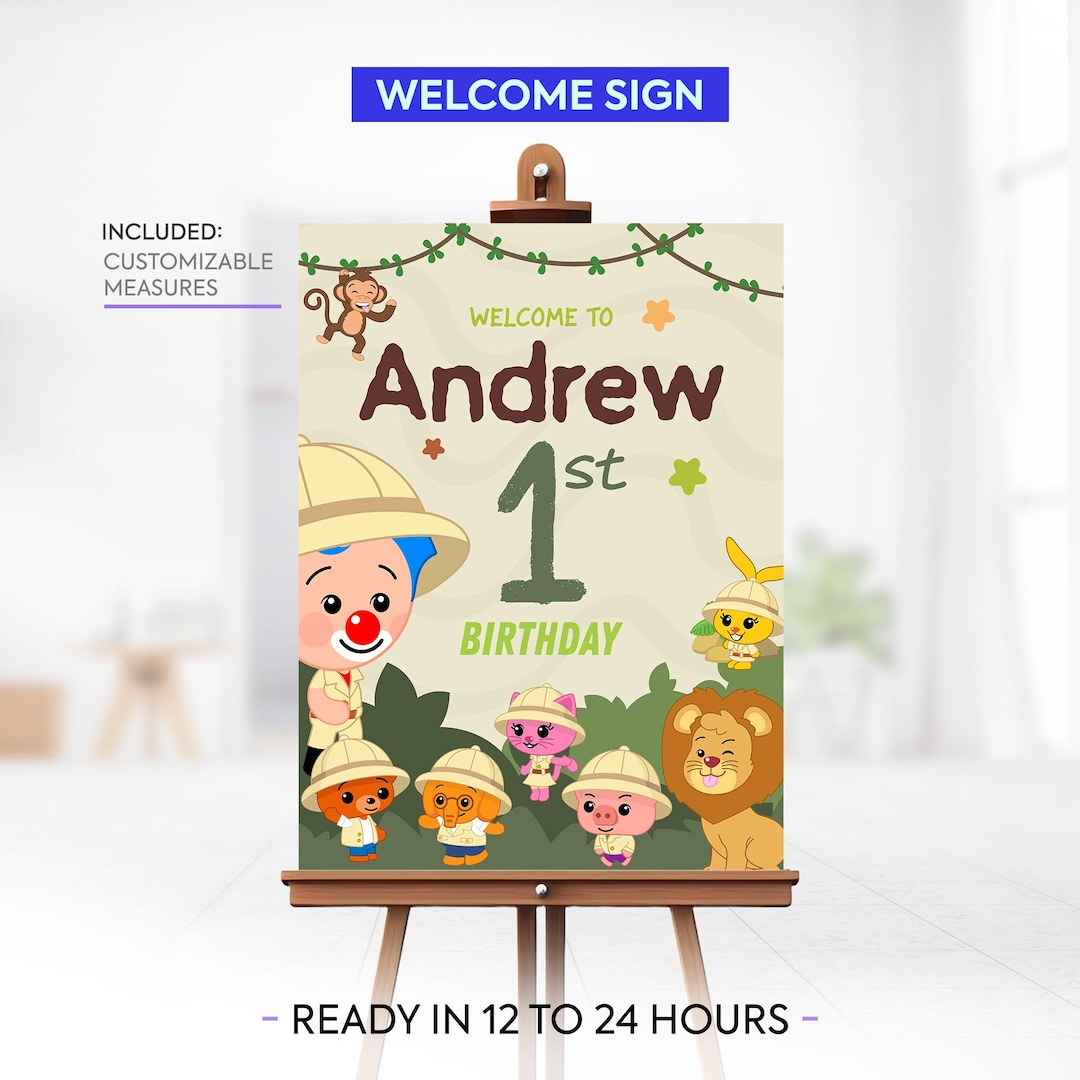 Plim plim safari birthday welcome sign, safari birthday, plim plim ...