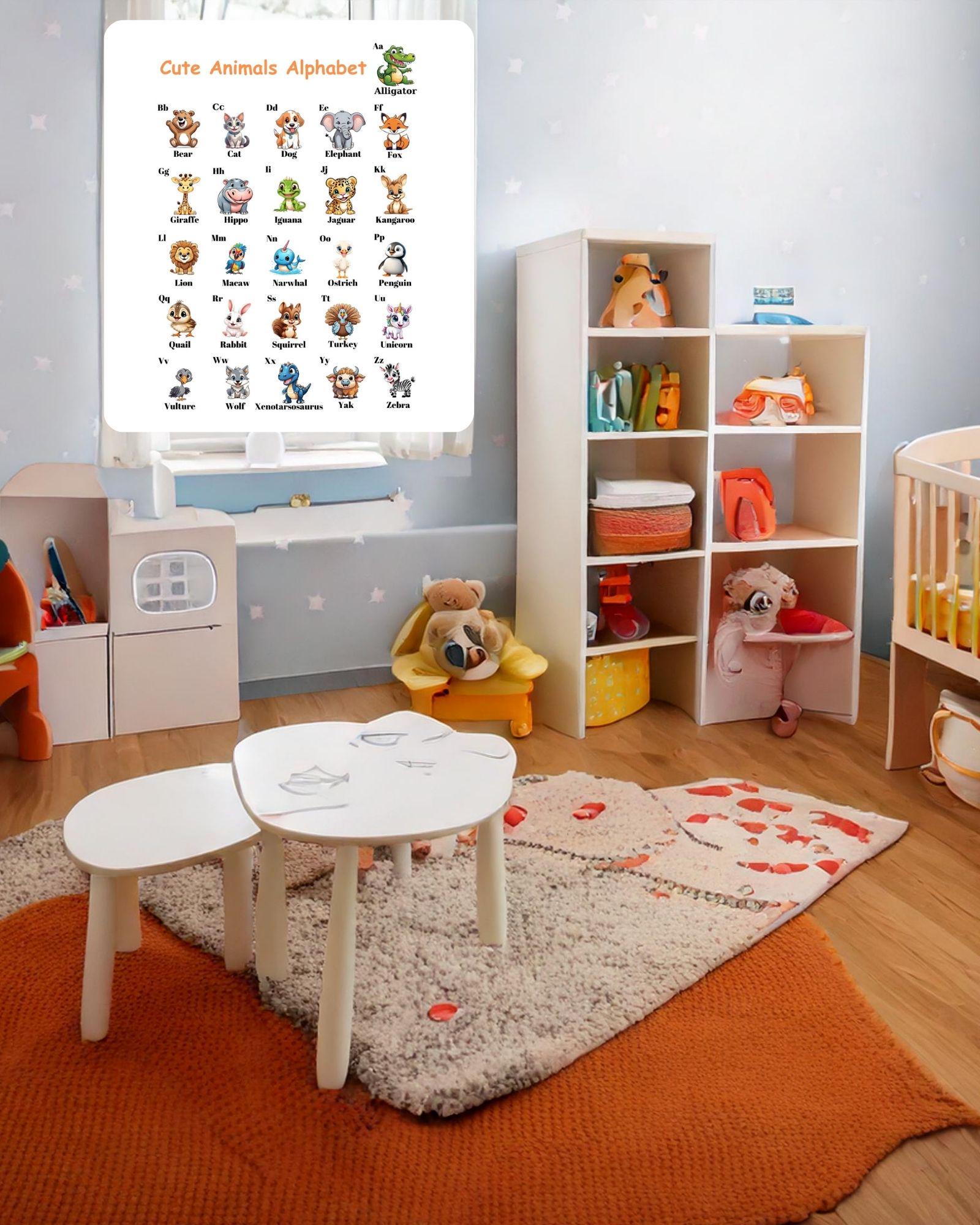 Alphabet Poster, Animal Alphabet, Kindergarten Alphabet Decor, Cute ...