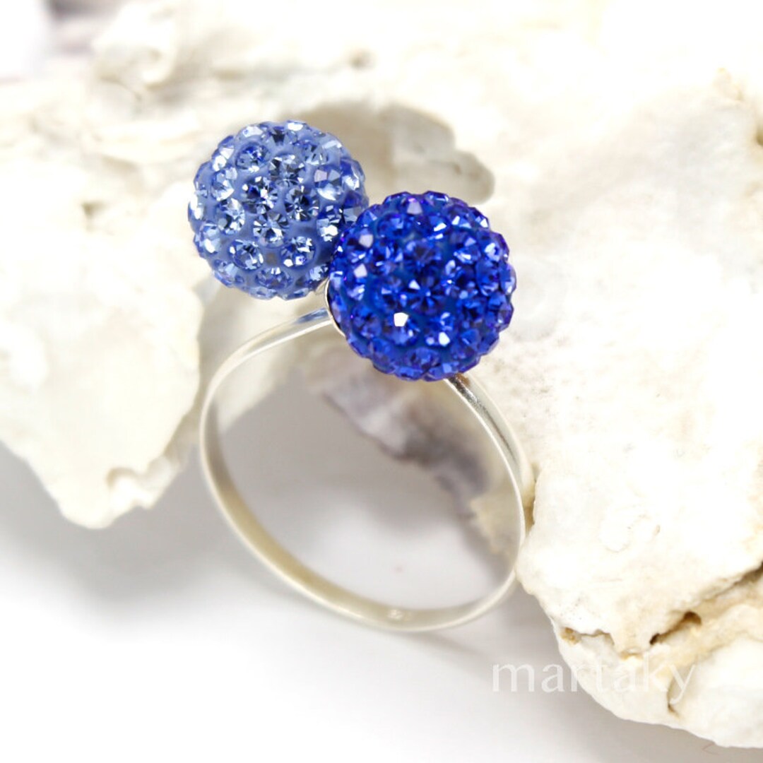 Sapphire Blue Ring, Finger Ring, Crystal Sterling Ring, Everyday ...