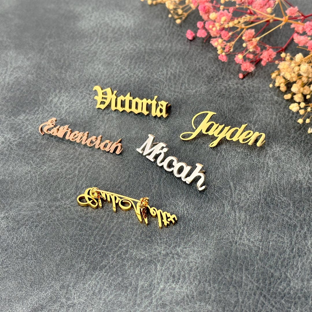 Custom Name Brooch, Monogram Dress Brooch, Personalized Name Tags ...