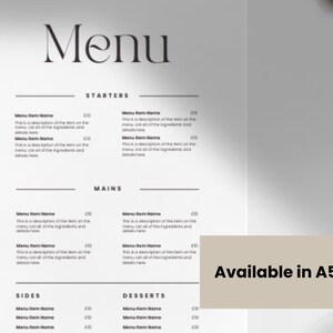 Restaurant Menu Template Minimal Design Printable Instant Download Menu ...