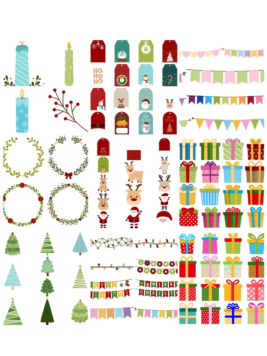 Christmas PNG Clipart: 120 Graphic Elements (digital Download) - Etsy