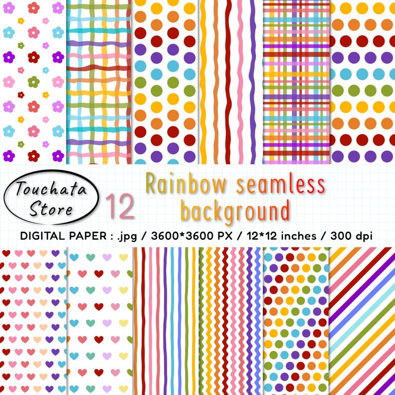 12 Rainbow Seamless Background - Etsy