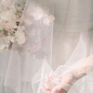 French Tulle Drop Veil With Crystals- Pearl Veil - Crystal Veil ...