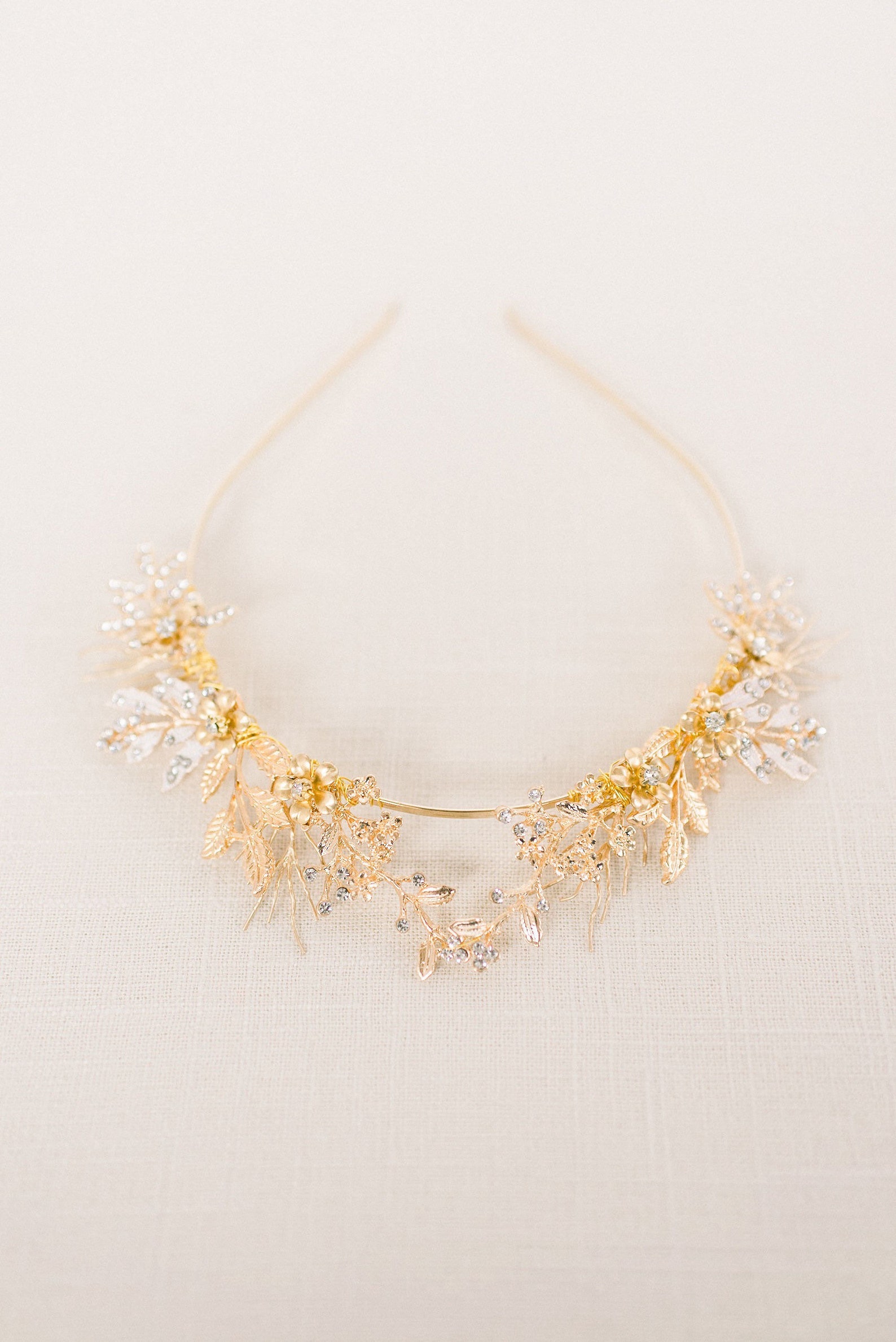 Gold woodland tiara crown bohemian headpiece gold bridal | Etsy