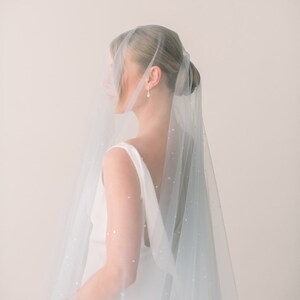 Blue Dew Drop Soft French Tulle Veil - Drop Veil With Trio Dew Drops ...