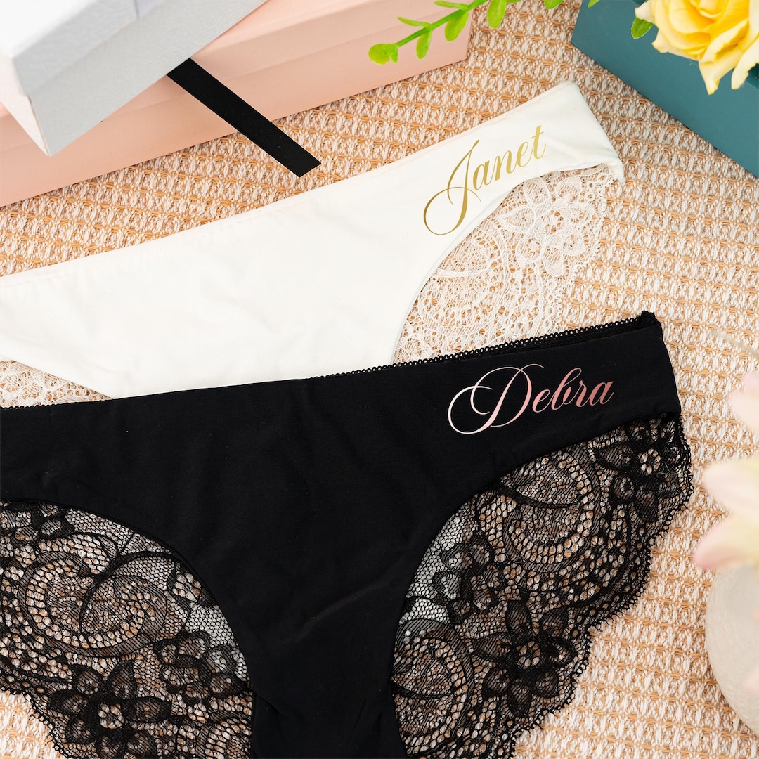 Custom Bride Panties for Her, Personalized Lace Underwear With Name ...