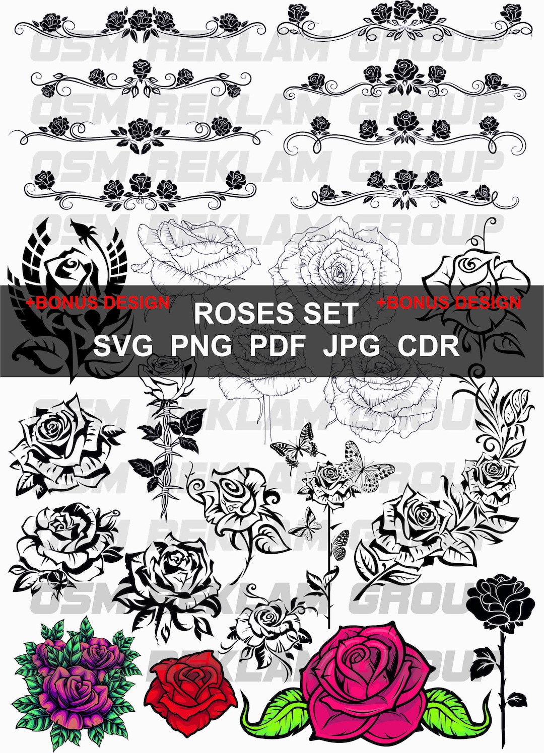 Rosen SVG Bundle | Rosen CDR | Rose PdF | Rose Cricut | Rosen Design ...