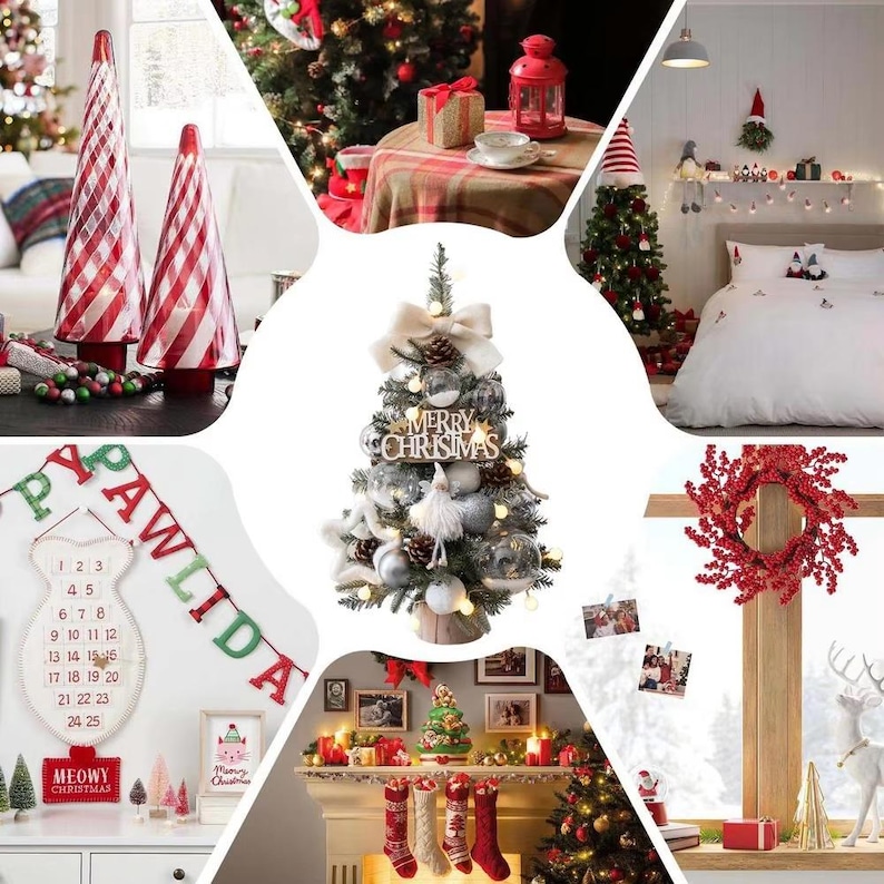 Table Christmas Tree 23.6-inch Christmas Trees Table Ornaments Happy ...