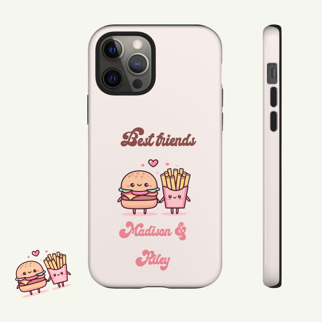 Personalized Best Friends Phone Cover, Burger and Fries BFF, Kawaii ...