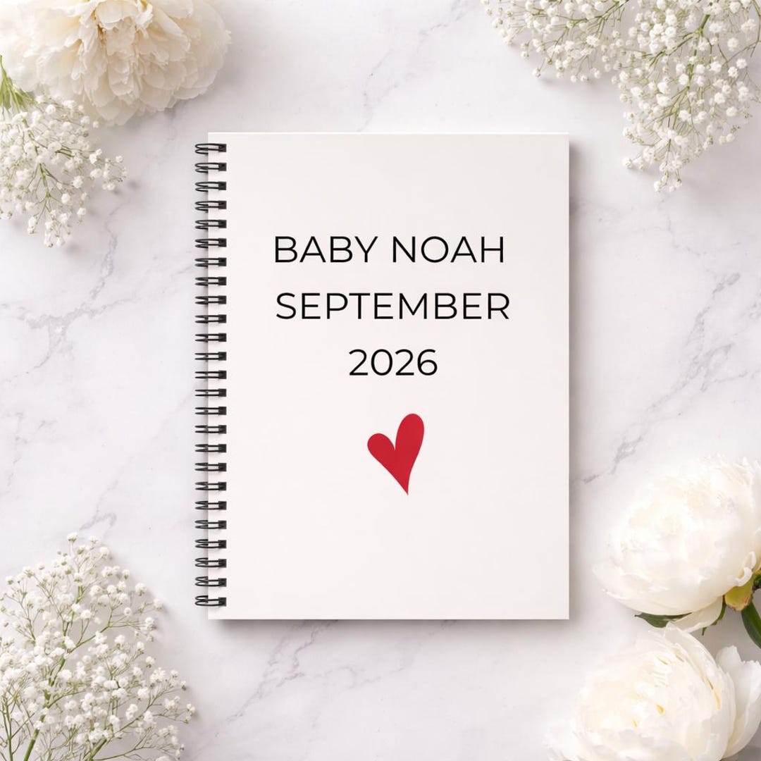 Custom Notebook With Name, Personalized Baby Journal, Baby Due Date ...