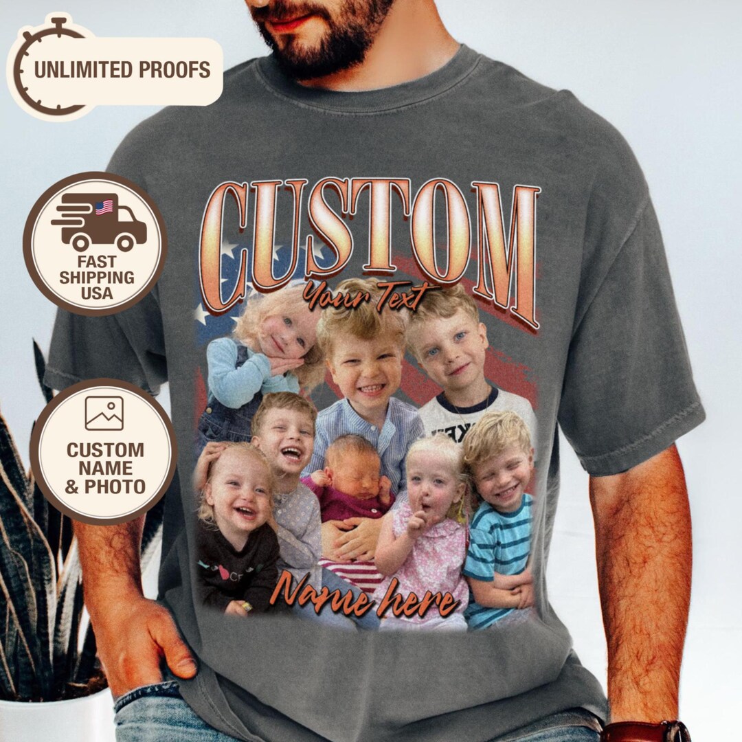 Father's Day Shirt for Dad, Personalized Shirt Photos Custom Bootleg ...