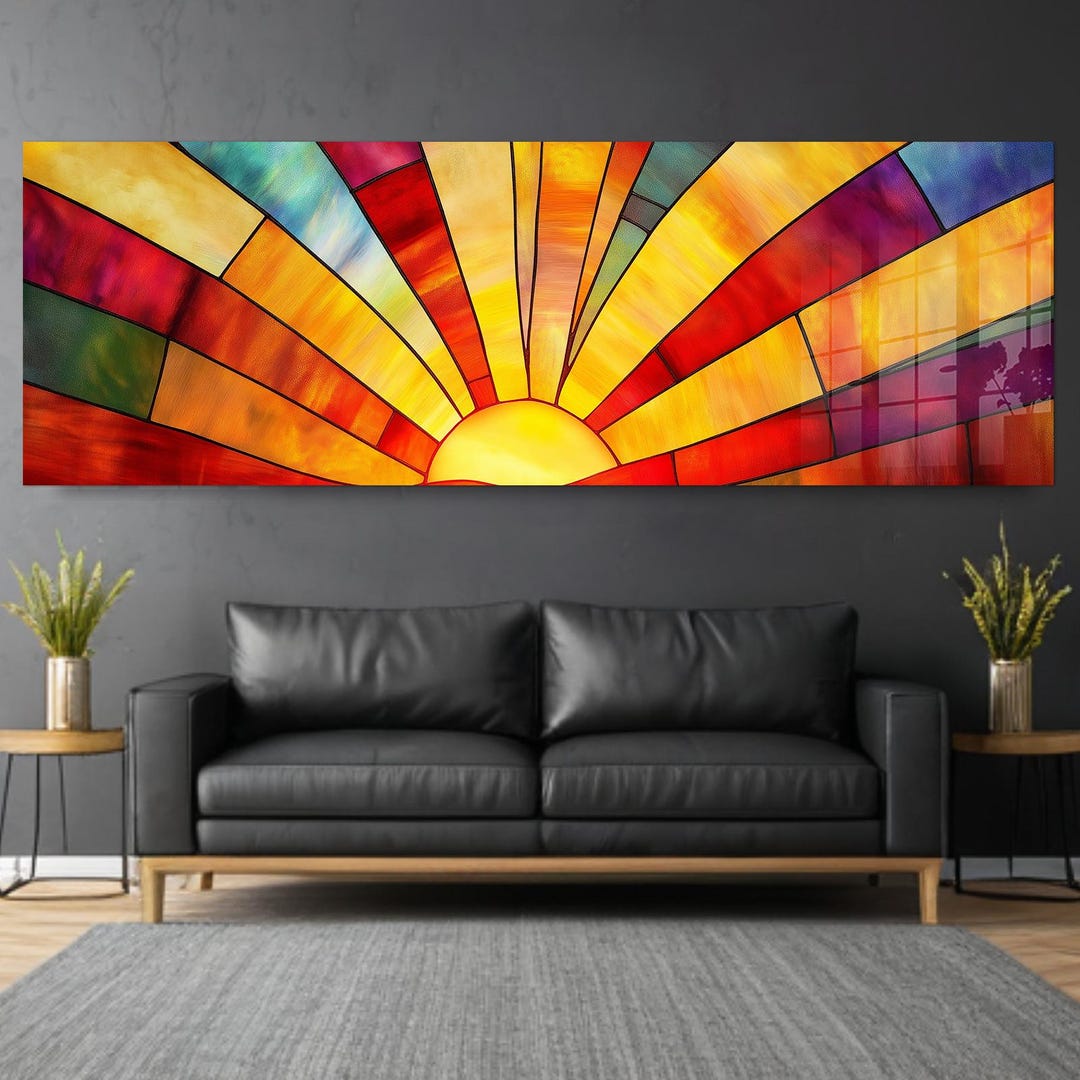 Panoramic Sunrise Tempered Glass Wall Art: Extra Large Horizontal Decor ...