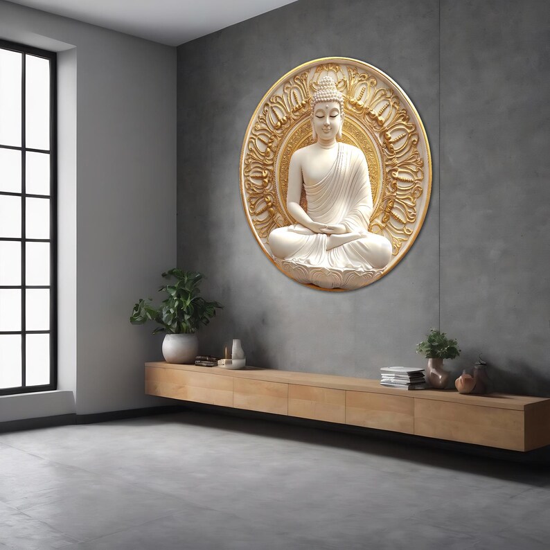 Circle Buddha Glass Wall Art: Hindu Round Tempered Glass Print - Etsy