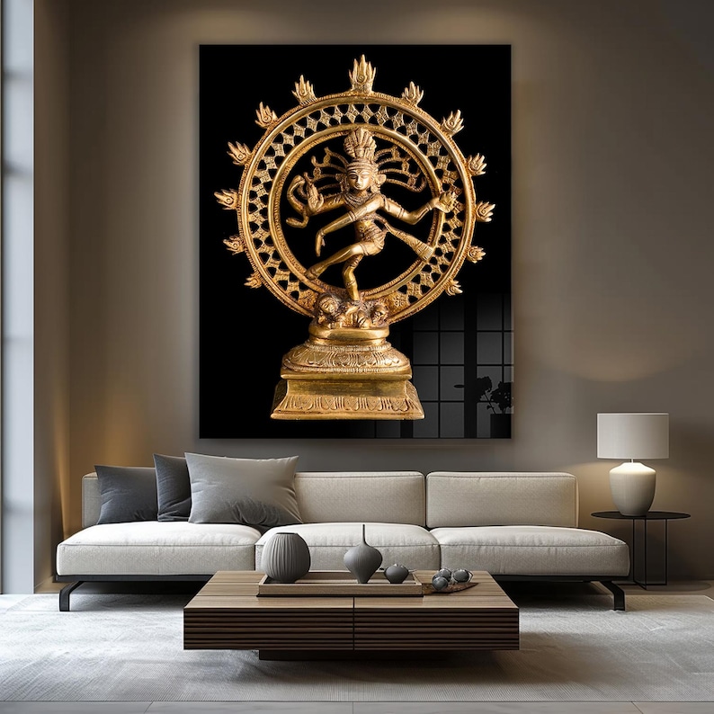 Tempered Glass Nataraja Wall Art - Hindu God Wall Decor - Large Indian ...