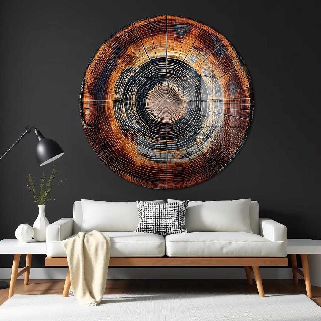 Tree Rings Tempered Glass Wall Art: Abstract Colorful Circle Decor - Etsy