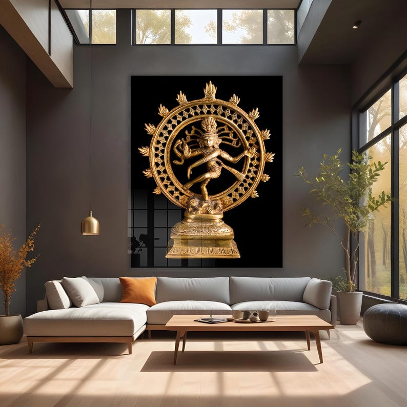 Tempered Glass Nataraja Wall Art: Gold Hindu God Decor - Etsy