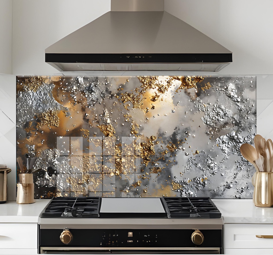 Tempered Glass Kitchen Backsplash, Stove Back Cover & Gas Stove Top ...