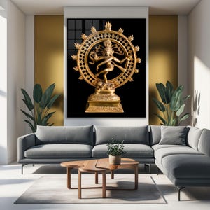 Tempered Glass Nataraja Wall Art: Gold Hindu God Decor - Etsy