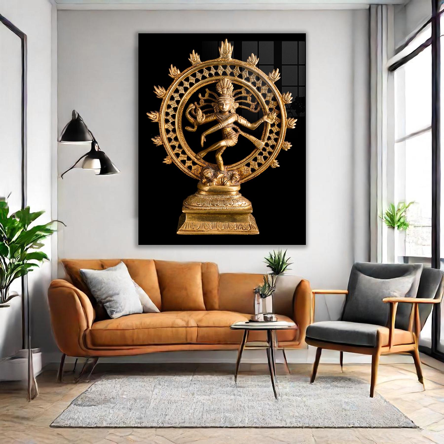 Tempered Glass Nataraja Wall Art: Gold Hindu God Decor - Etsy
