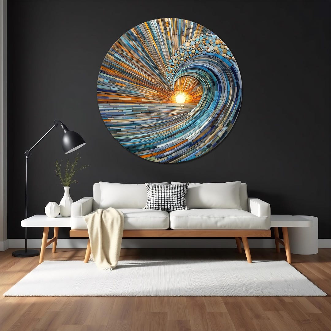 Stained Glass Effect Tempered Glass Wall Art: Modern Circle Decor - Etsy
