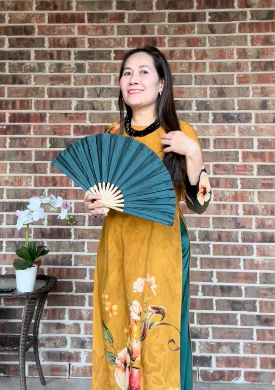 Floral Design Ao Dai Vietnamese Silk Lua Korean Long Dress ….stretch 10 ...