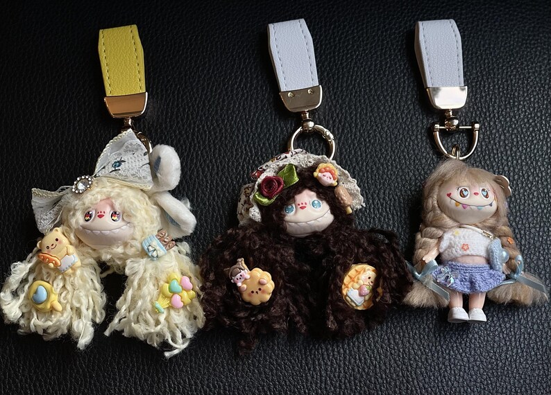 Handcrafted Labubu Keychain With Cute Hairstyles Playful Details Curly ...