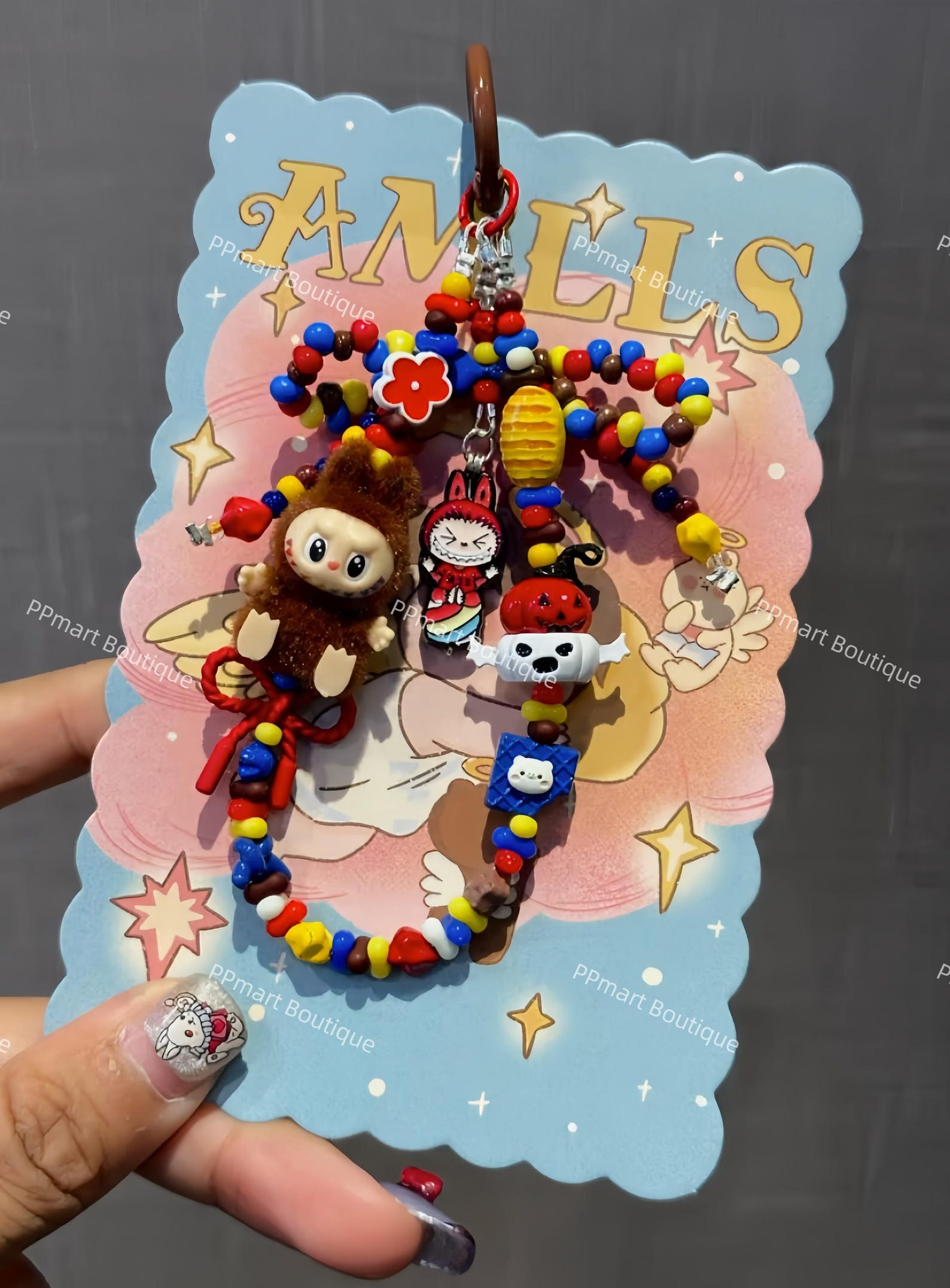 Halloween-inspired Labubu Have A Seat Mini Plush Keychain With Beaded ...