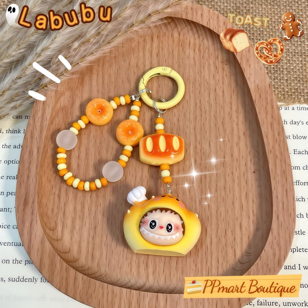 Labubu Bakery Series Popbeans Phone Charm Adorable Caramel Macaron ...