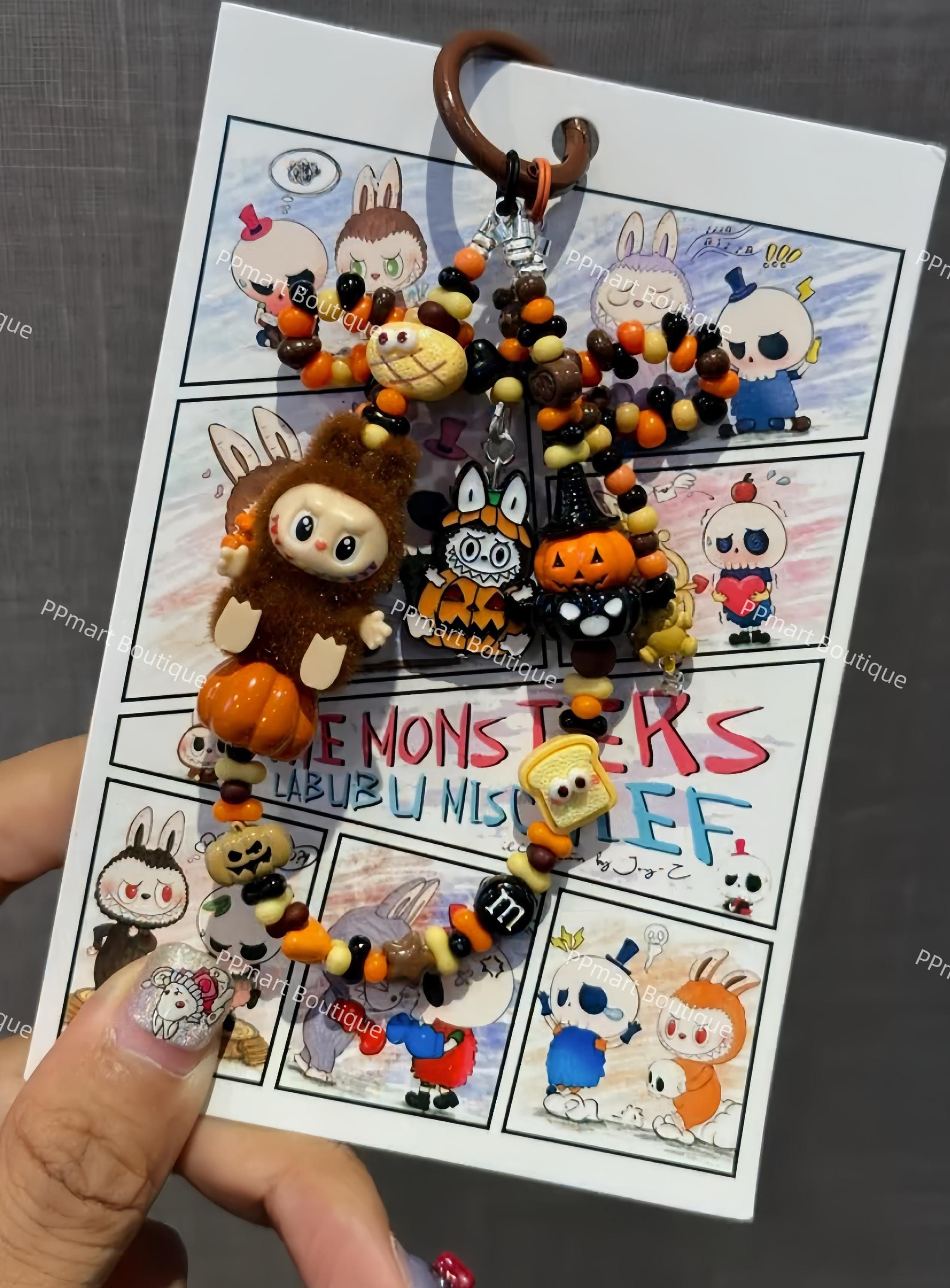 Halloween-inspired Labubu Have A Seat Mini Plush Keychain With Beaded ...