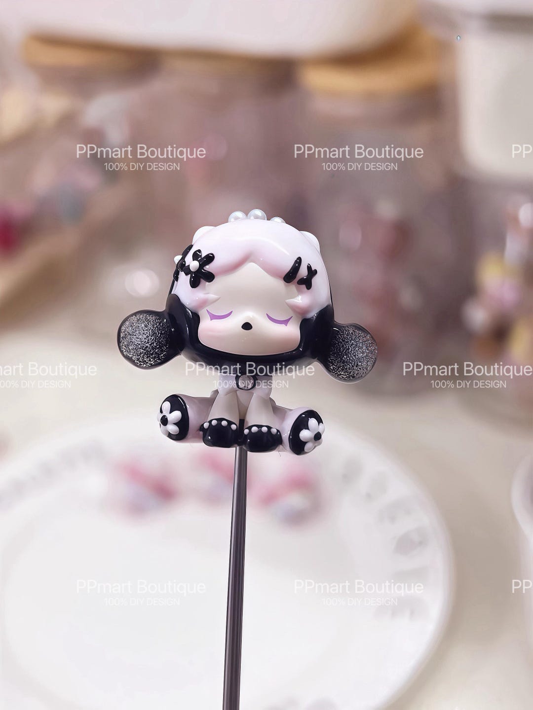 Skullpanda Popbean Custom Hand-painted Black &white DIY Handmade Phone ...