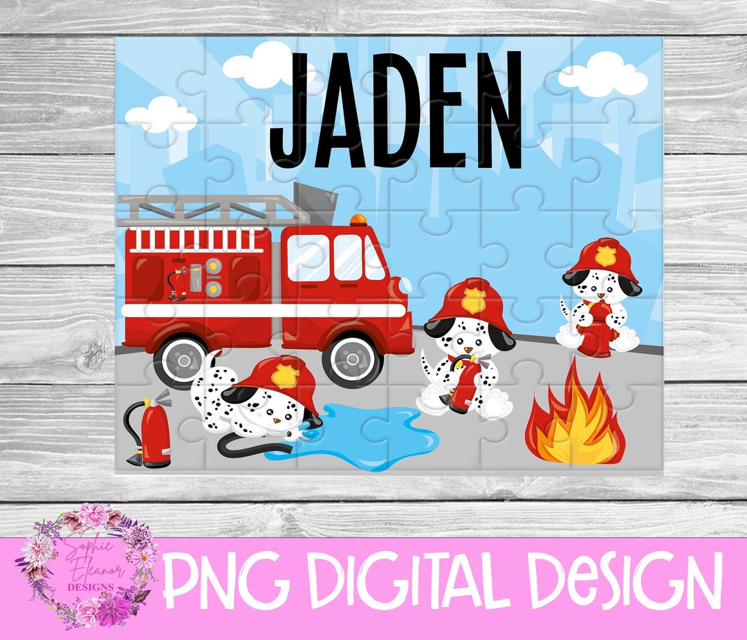 Firefighter Puzzle Sublimation Design, Puzzle PNG, Puzzle Design ...