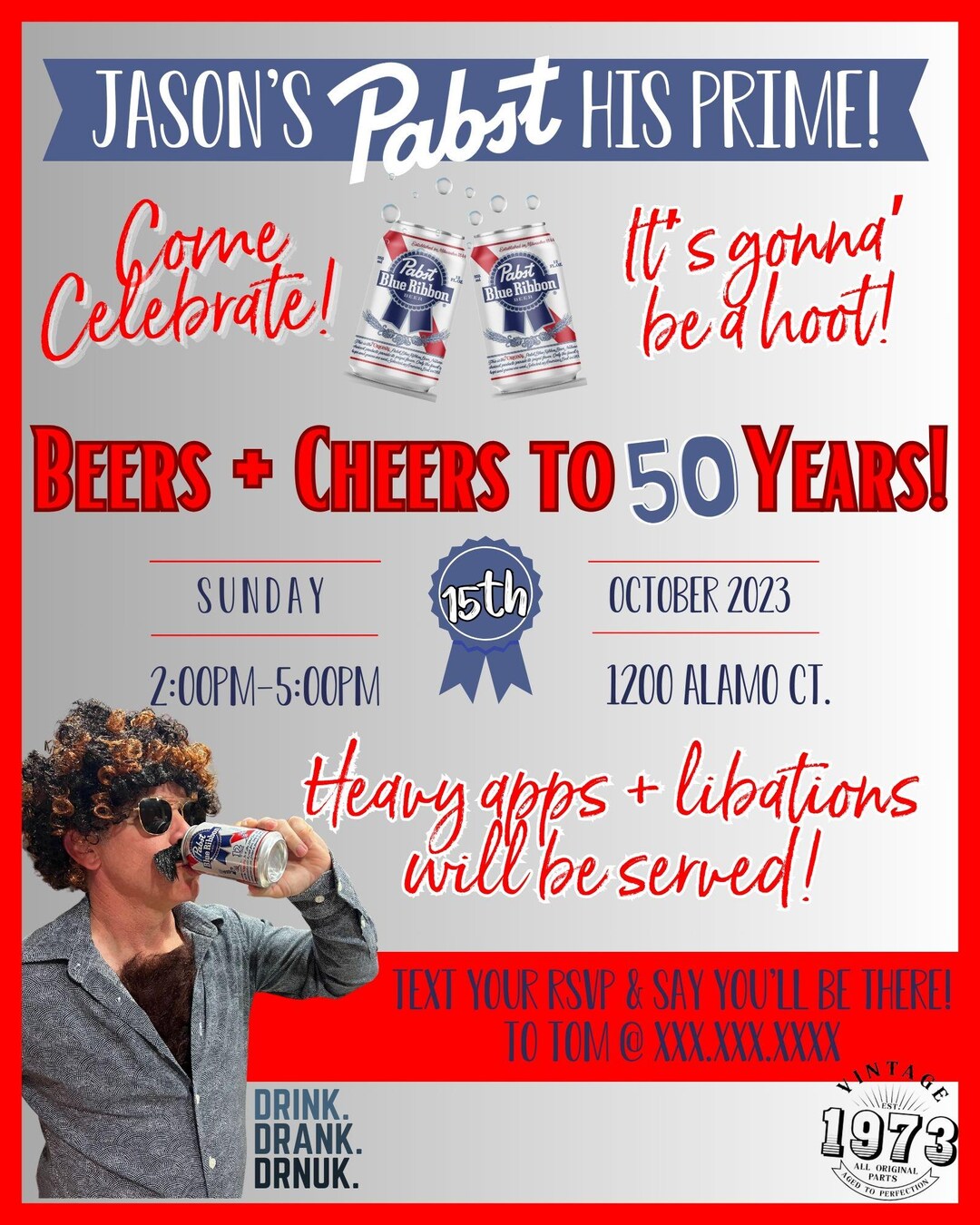 Pabst Custom Birthday Party Invitation - Etsy