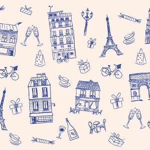 French Wrapping Paper Set of 3 Sheets Illustrated With Paris-themed for ...