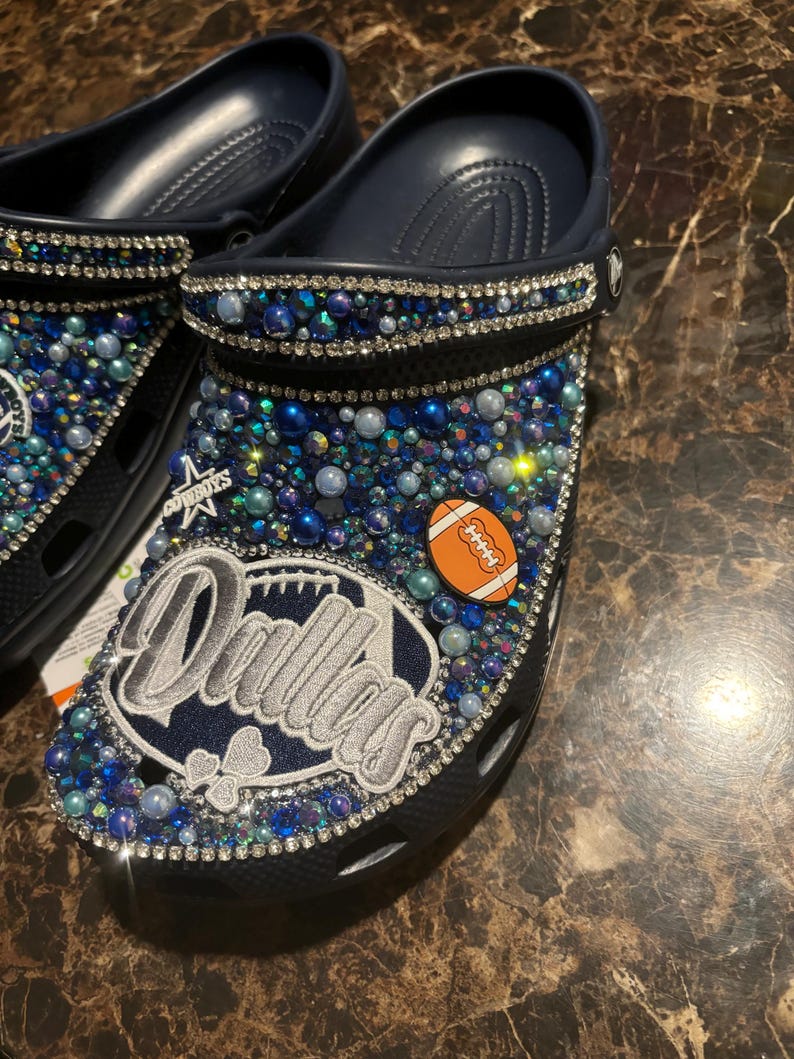 Custom Rhinestone Blinged Dallas Cowboys Crocs for Her, Sister, Mom ...
