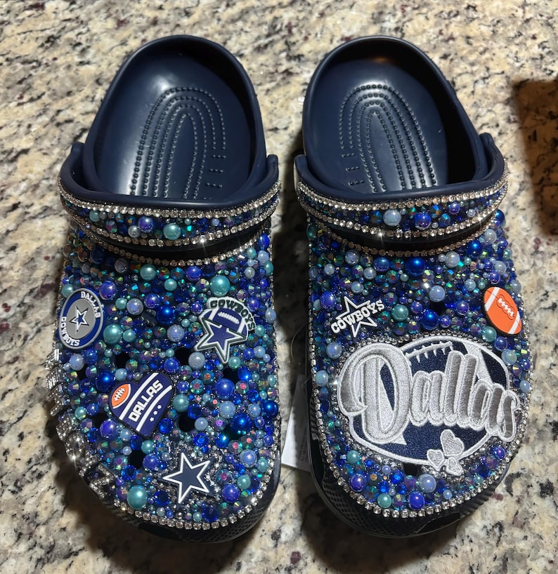 Custom Rhinestone Blinged Dallas Cowboys Crocs for Her, Sister, Mom ...