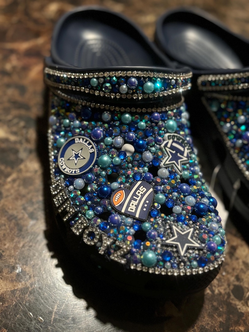 Custom Rhinestone Blinged Dallas Cowboys Crocs for Her, Sister, Mom ...