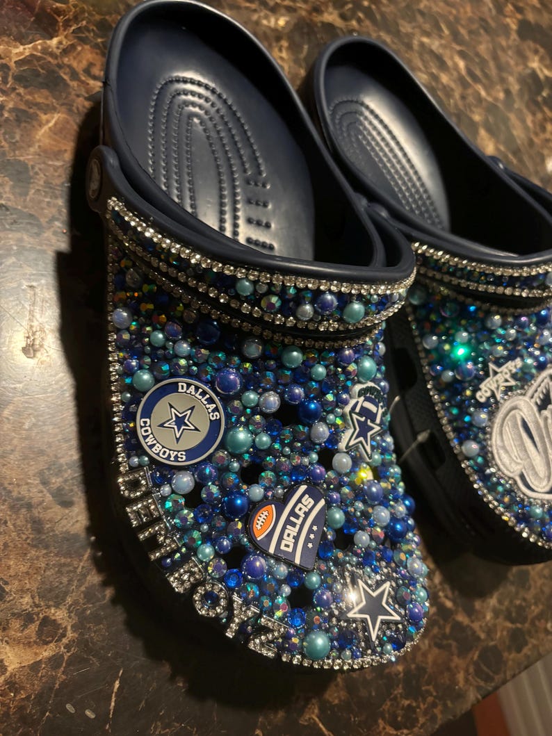 Custom Rhinestone Blinged Dallas Cowboys Crocs for Her, Sister, Mom ...